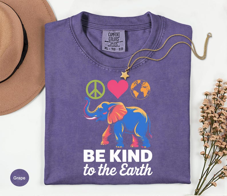 Eco Conscious Earth Shirt, Boho Elephant Peace Tee, Nature Lover Gift ...