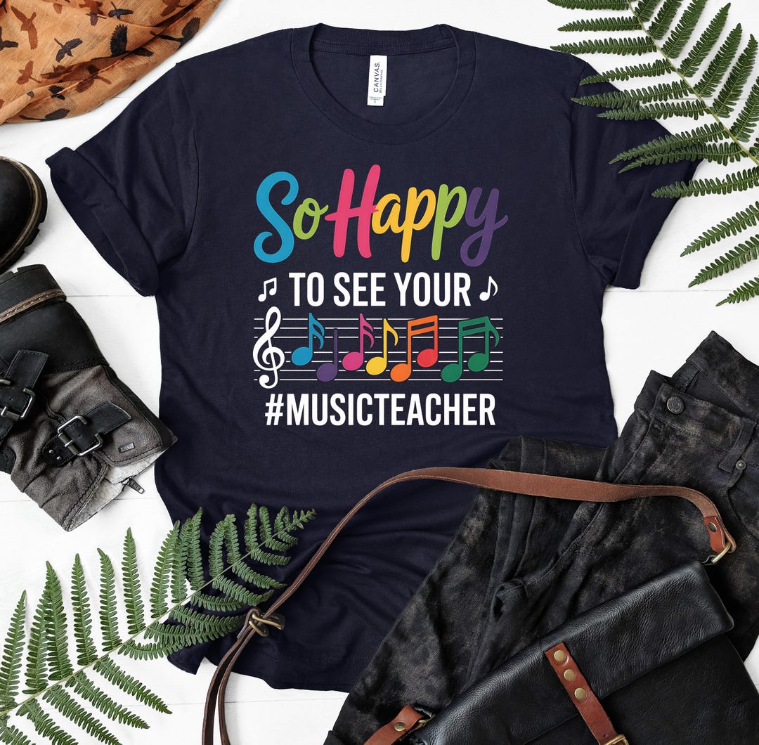 Music Teacher Tee, Choir Director Gift, Retro Musical Notes Top, Band ...