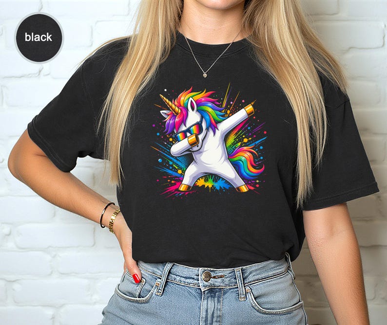 Rainbow Splatter Unicorn Tee, Magical Fantasy Gift, Cool Mythical ...