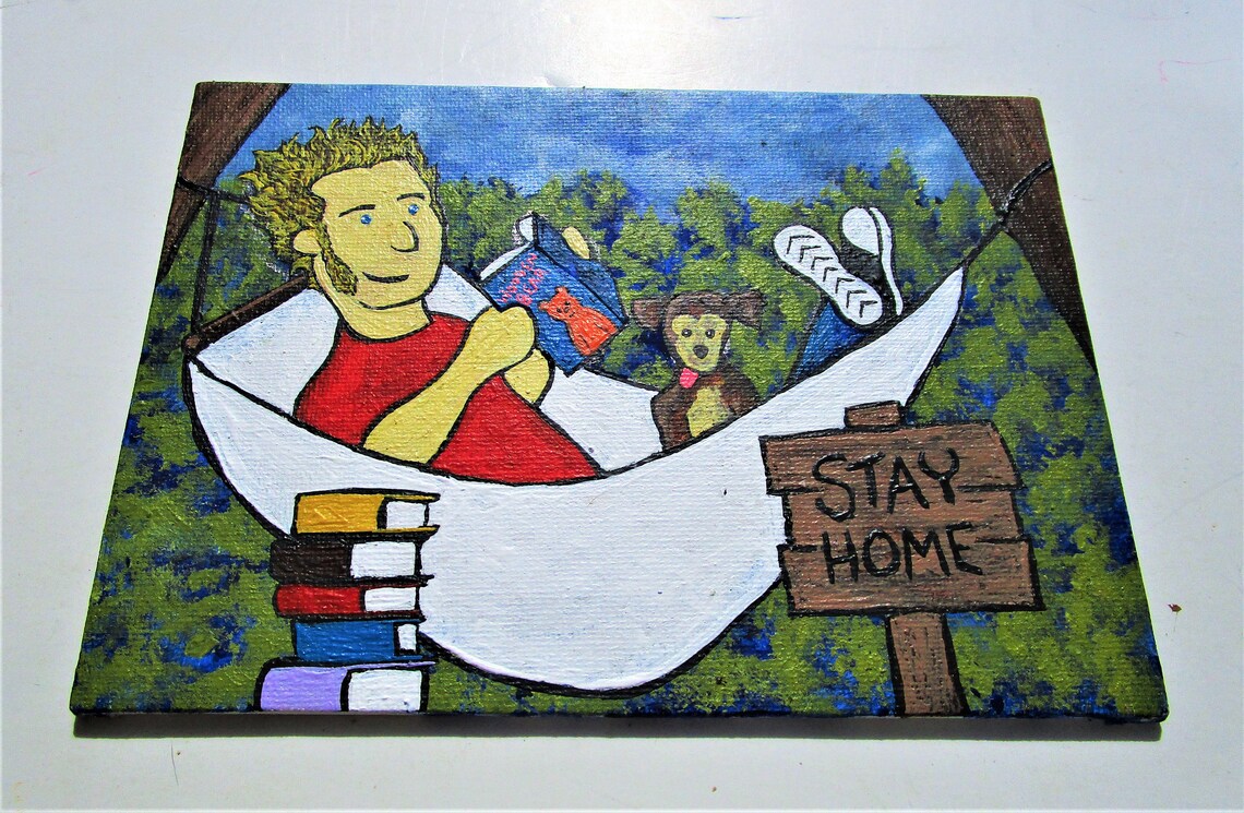 Stay Home ORIGINAL ACRYLIC PAINTING 5 X 7 by - Etsy