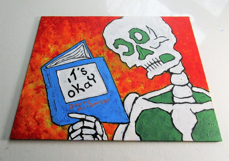 It's Okay Skeleton (ORIGINAL ACRYLIC PAINTING) 8" X 10" by Mike Kraus ...