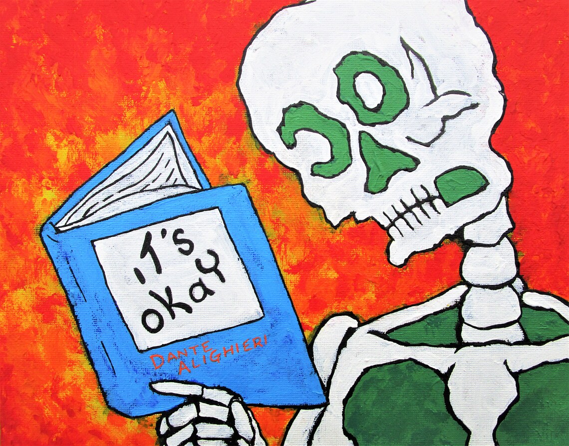It's Okay Skeleton (ORIGINAL ACRYLIC PAINTING) 8" X 10" by Mike Kraus ...