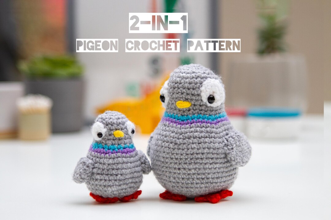 2-in-1 Pigeon Crochet Pattern - Super Cute and Easy Bird Plushie Plush ...