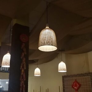 Rattan Basket Hanging Lighting - Rattan Pendant Light - Rustic Lighting ...