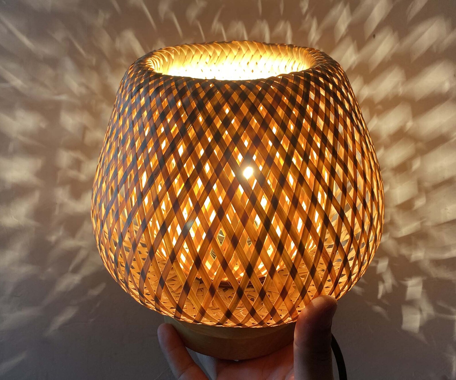 Bamboo Shade and Wooden Base Desk Lamps home Living Table | Etsy