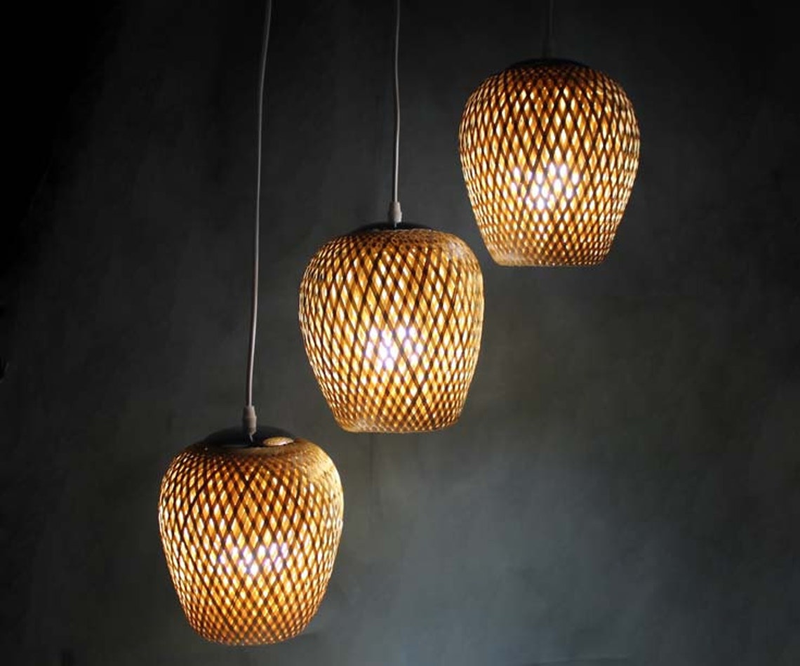 Free Shipping Natural Bamboo Pendant Light-Chandelier-Ceiling | Etsy