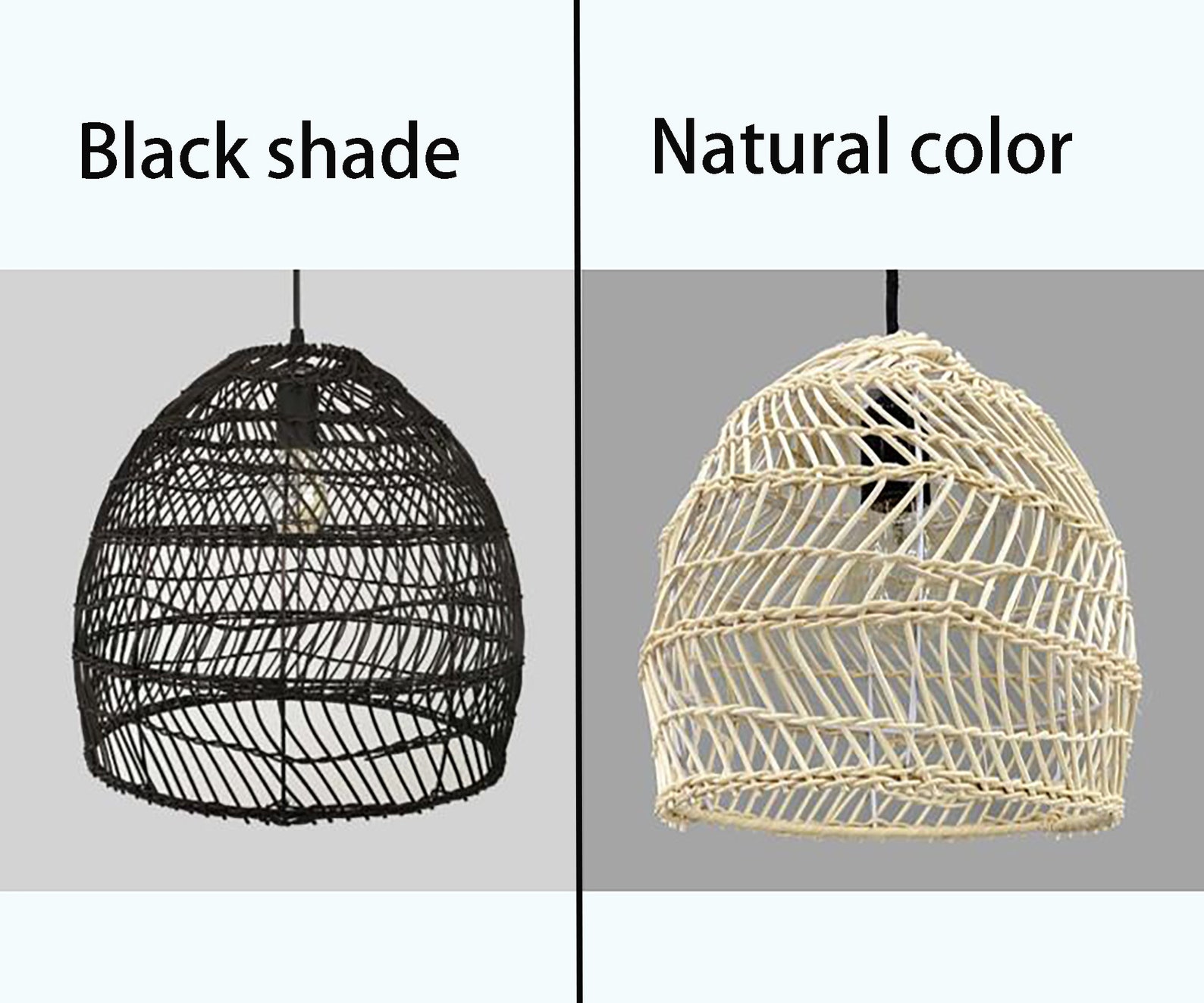 Small Rattan Pendant Light - Rattan Basket Shaped Lighting- Width 9.5 ...