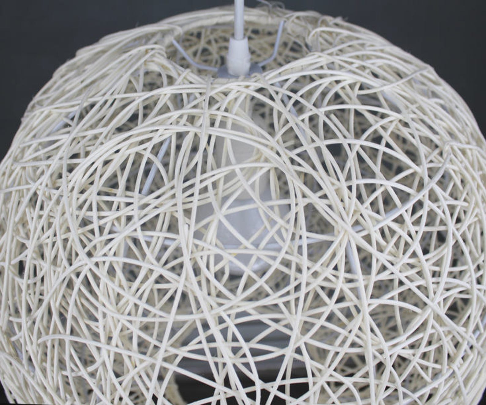 White Rattan Sphere Pendant Lights-ball Lamp Shade-hanging - Etsy