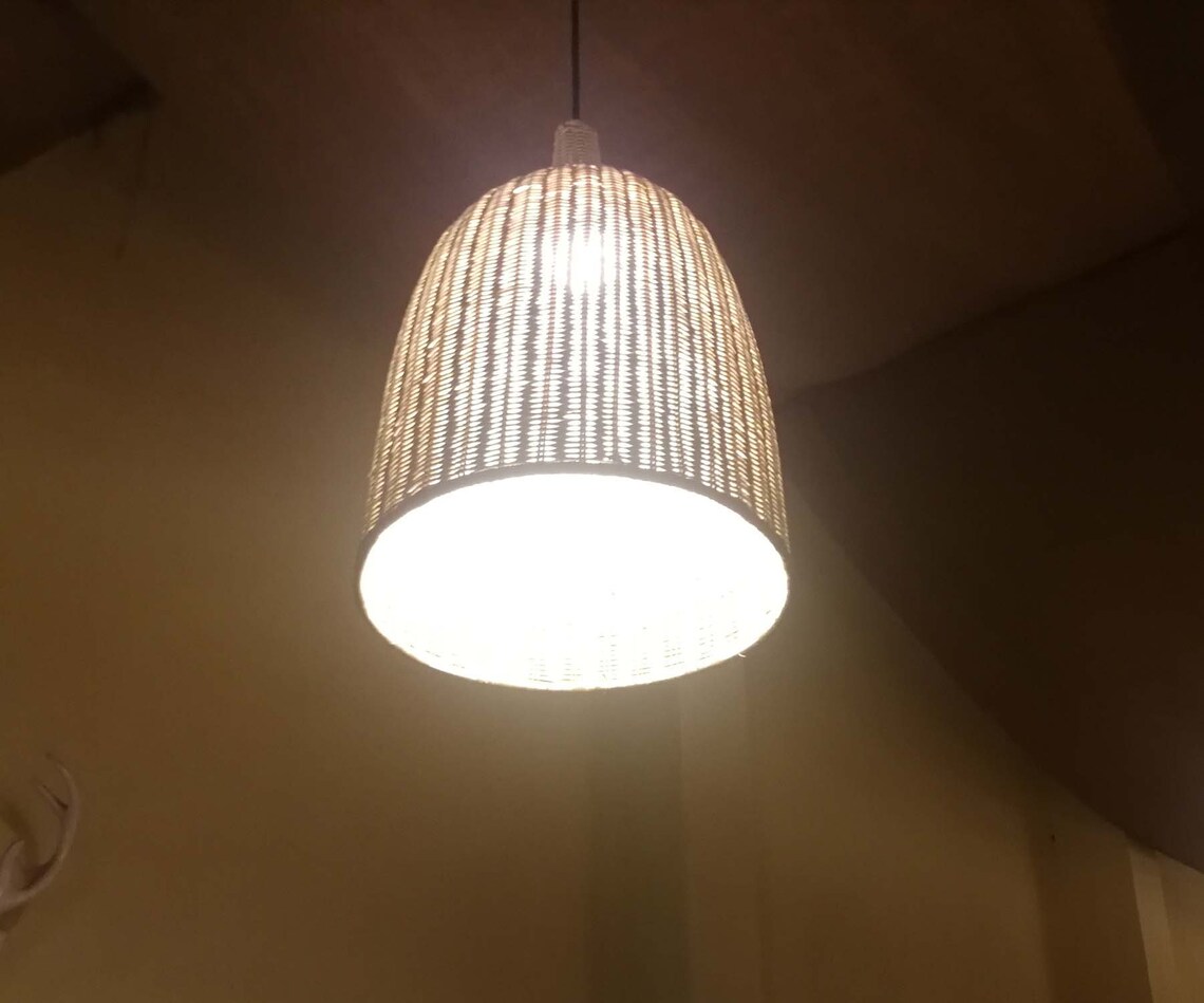 Rattan Basket Hanging Lighting Rattan Pendant Light Rustic - Etsy