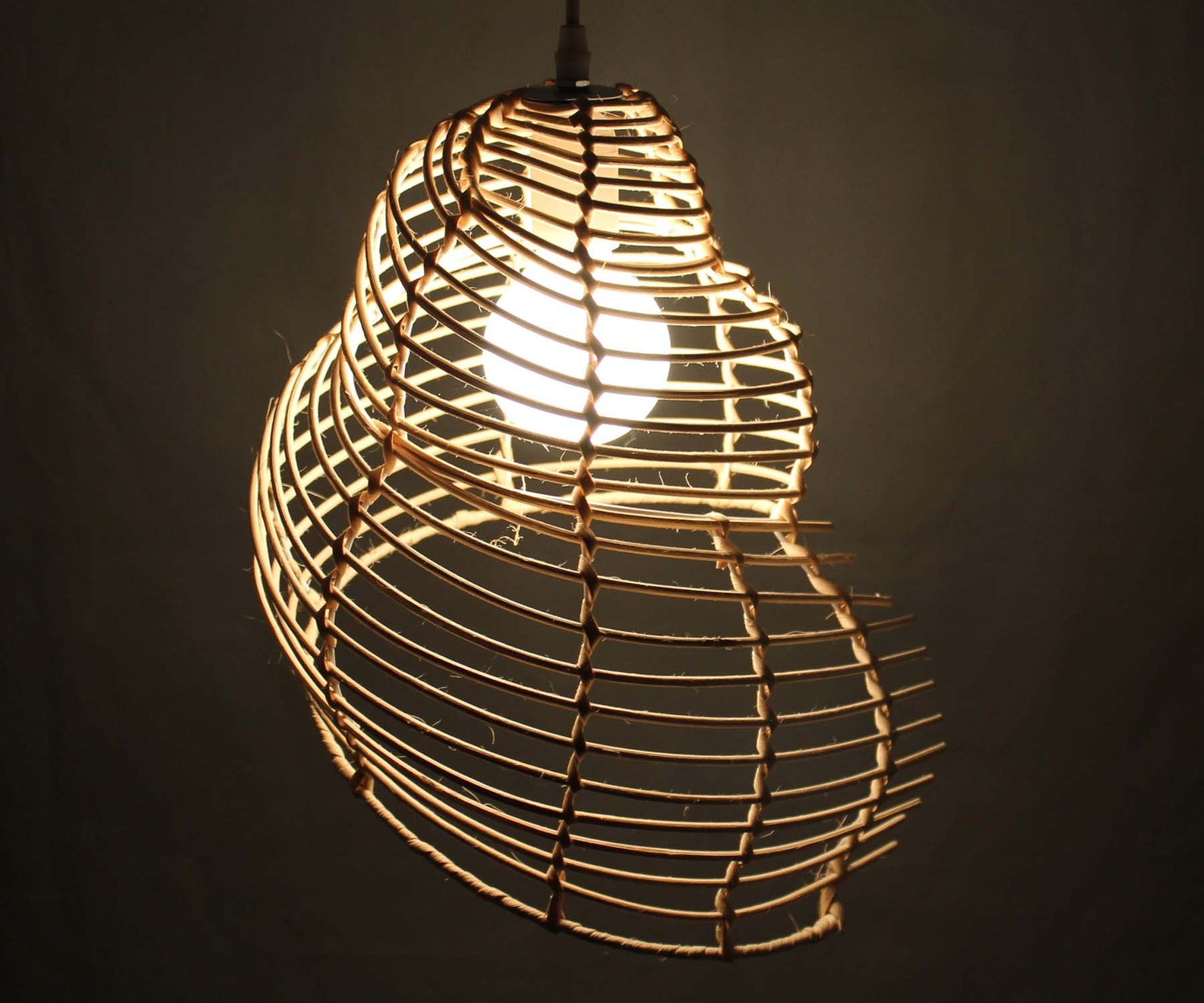 Conch Shaped Natural Rattan Color Pendant Lights - Conch Lighting ...