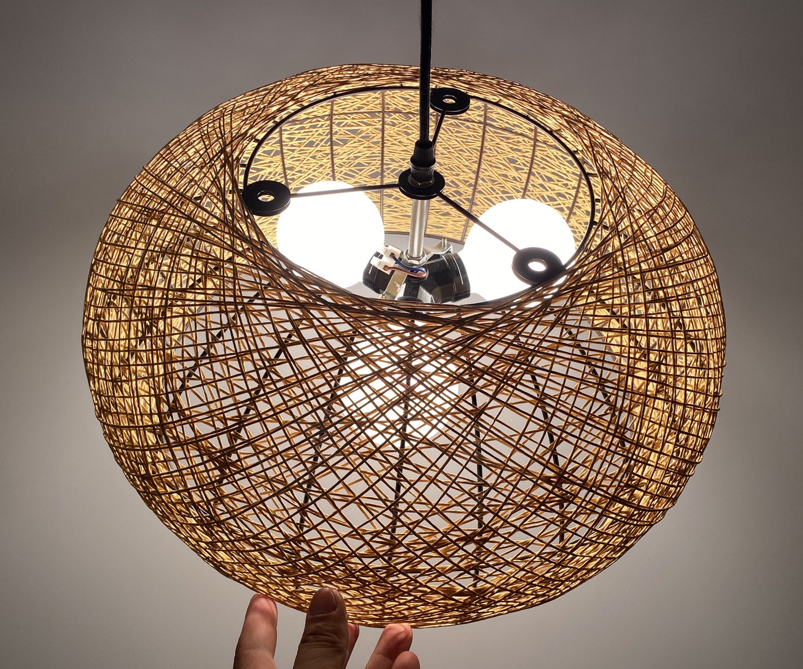 Hand Woven Hemp Rope Pendant Light Room Ceiling Lighting - Etsy UK