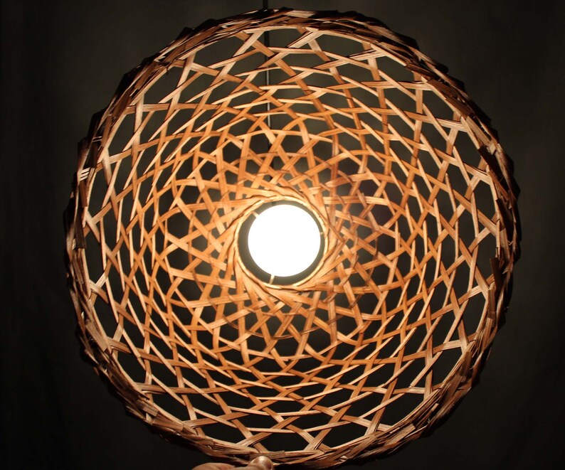 Hand Woven Basket Bamboo Pendant Light Rustic Lighting | Etsy