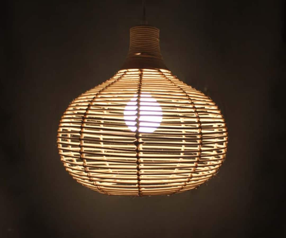 Rattan Pendant Light-diameter 35 Cm Rattan Lighting Fixtures-rustic ...