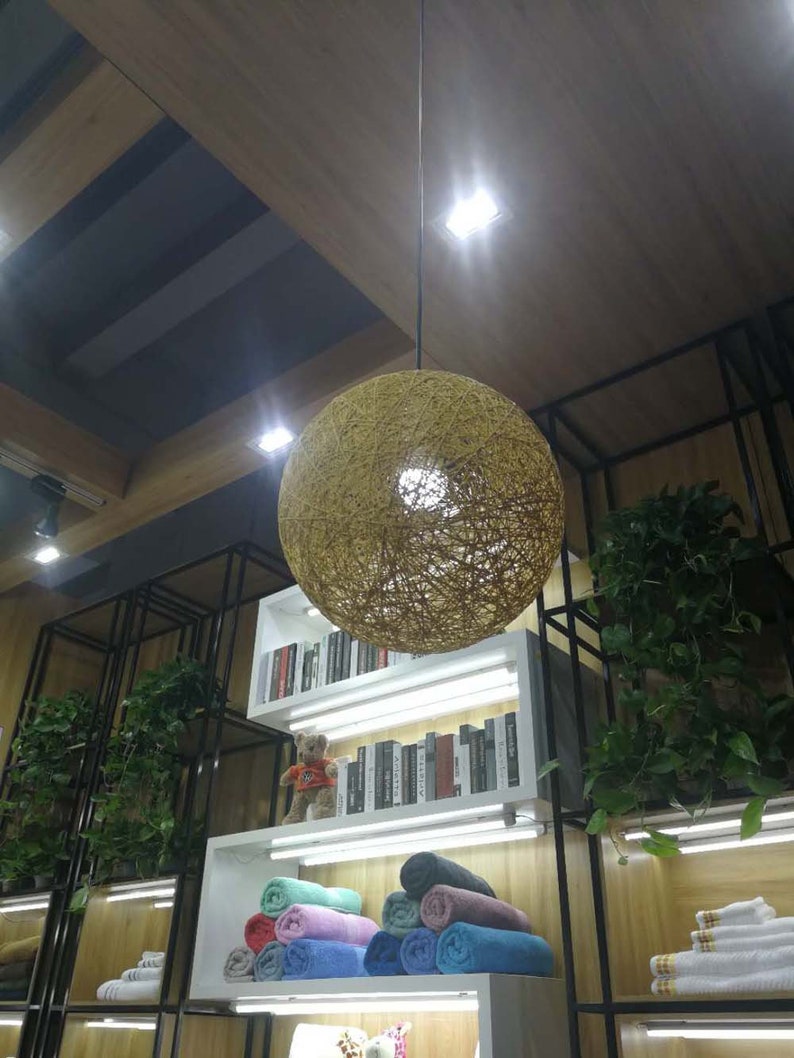 Handwoven Paper Rope Pendant Light: Spherical Chandelier - Etsy