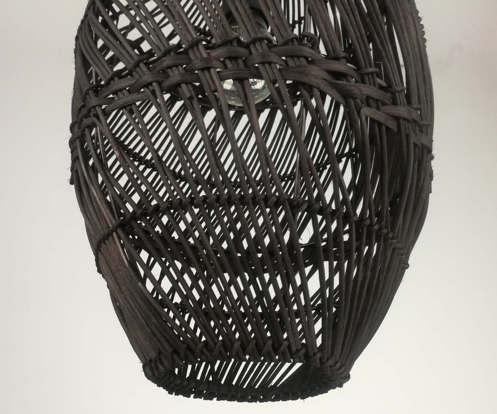 Black Rugby Shaped Rattan Pendant Light - Hanging Lamps - Black ...