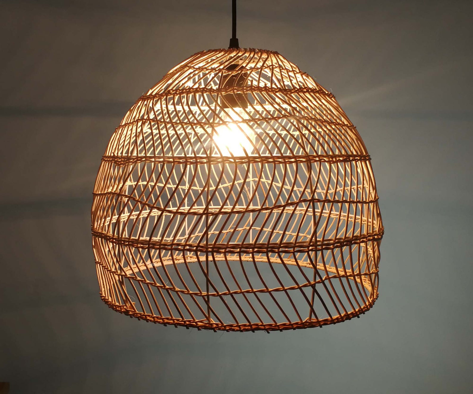 Bell-shaped Rattan Pendant Light Natural Rattan Color or | Etsy