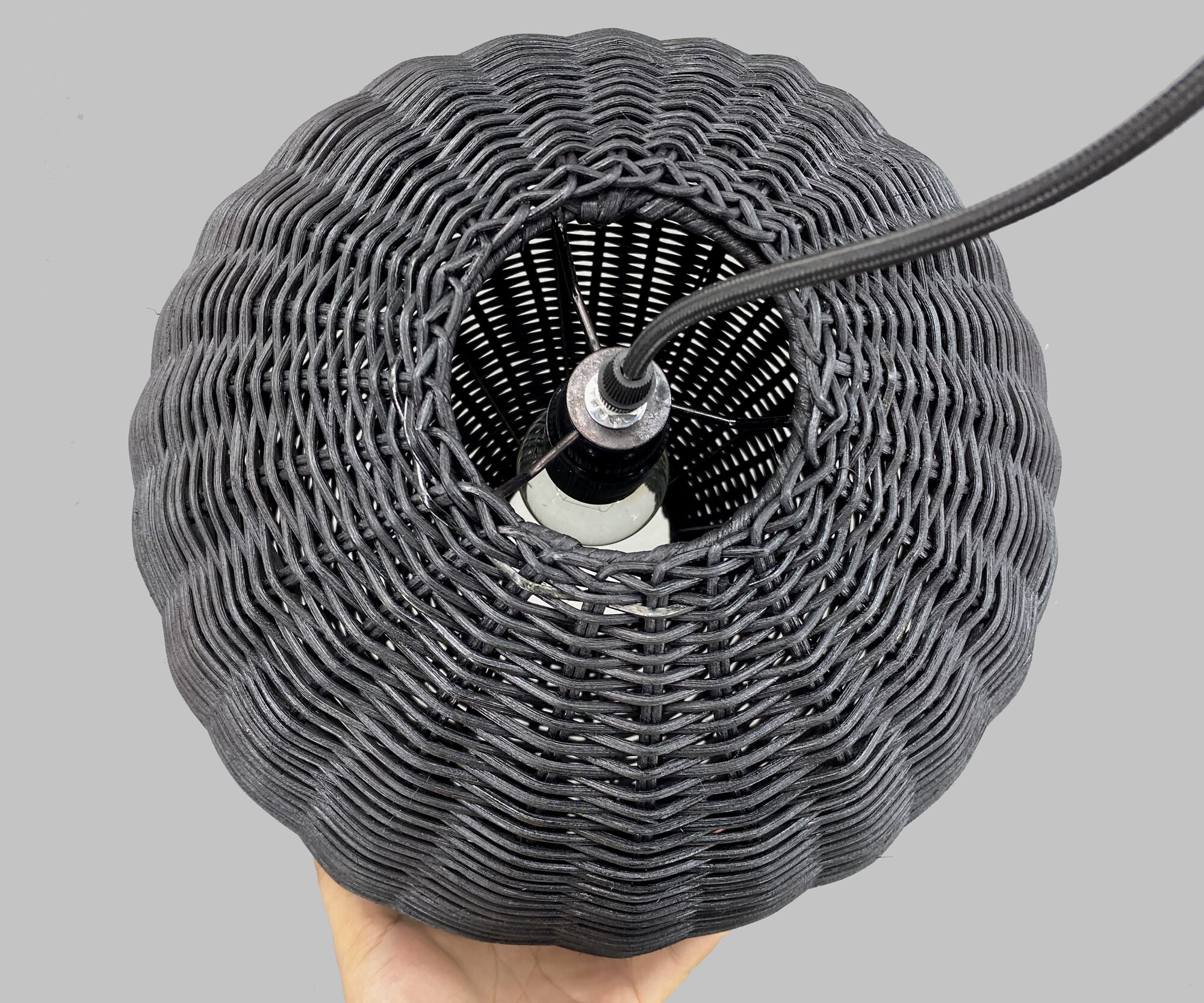 Black or Natural Rattan Color Spherical Lighting Fixtures | Etsy