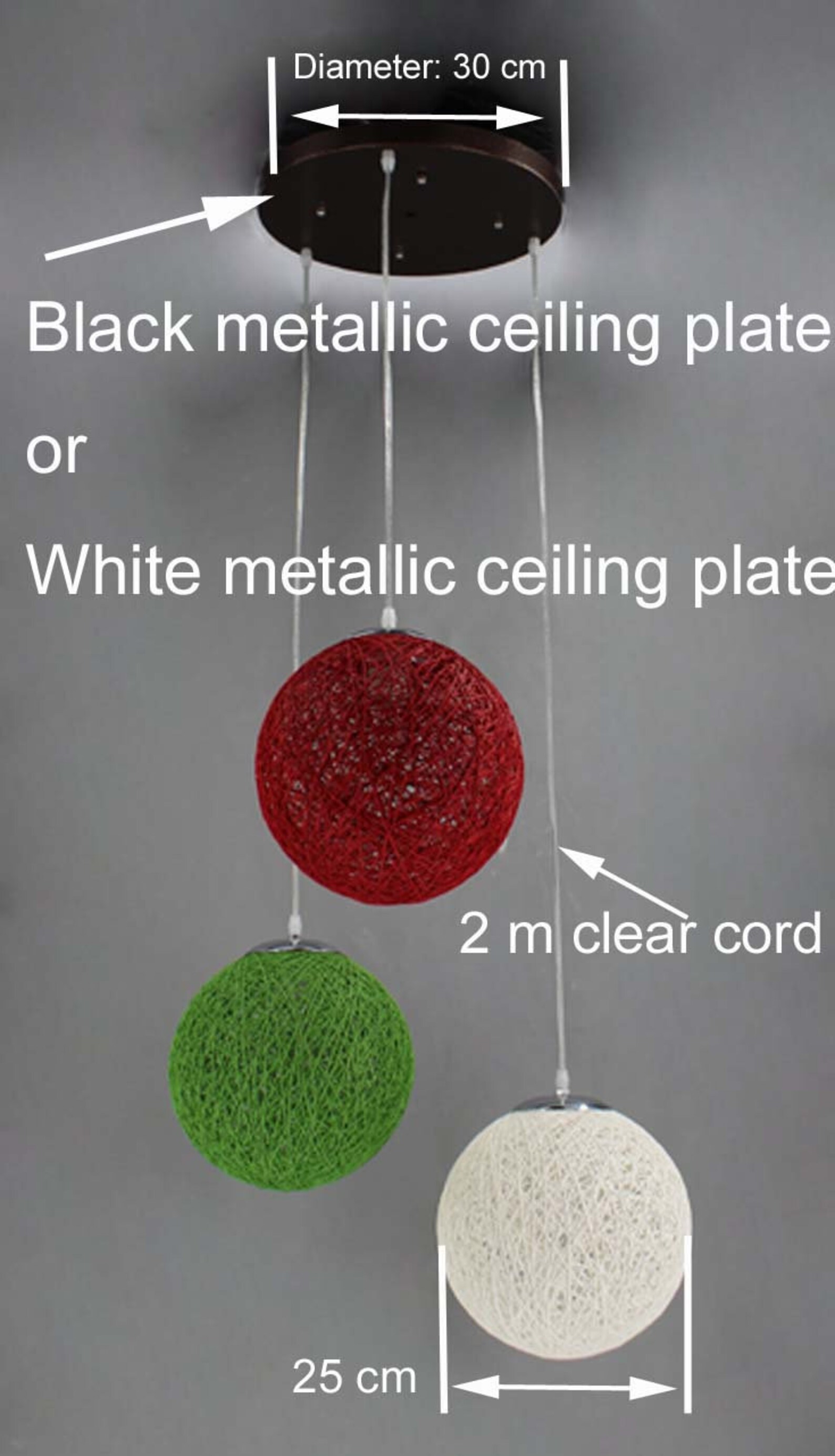 Three PCS Colorful Rope Sphere Pendant Lights-ball | Etsy