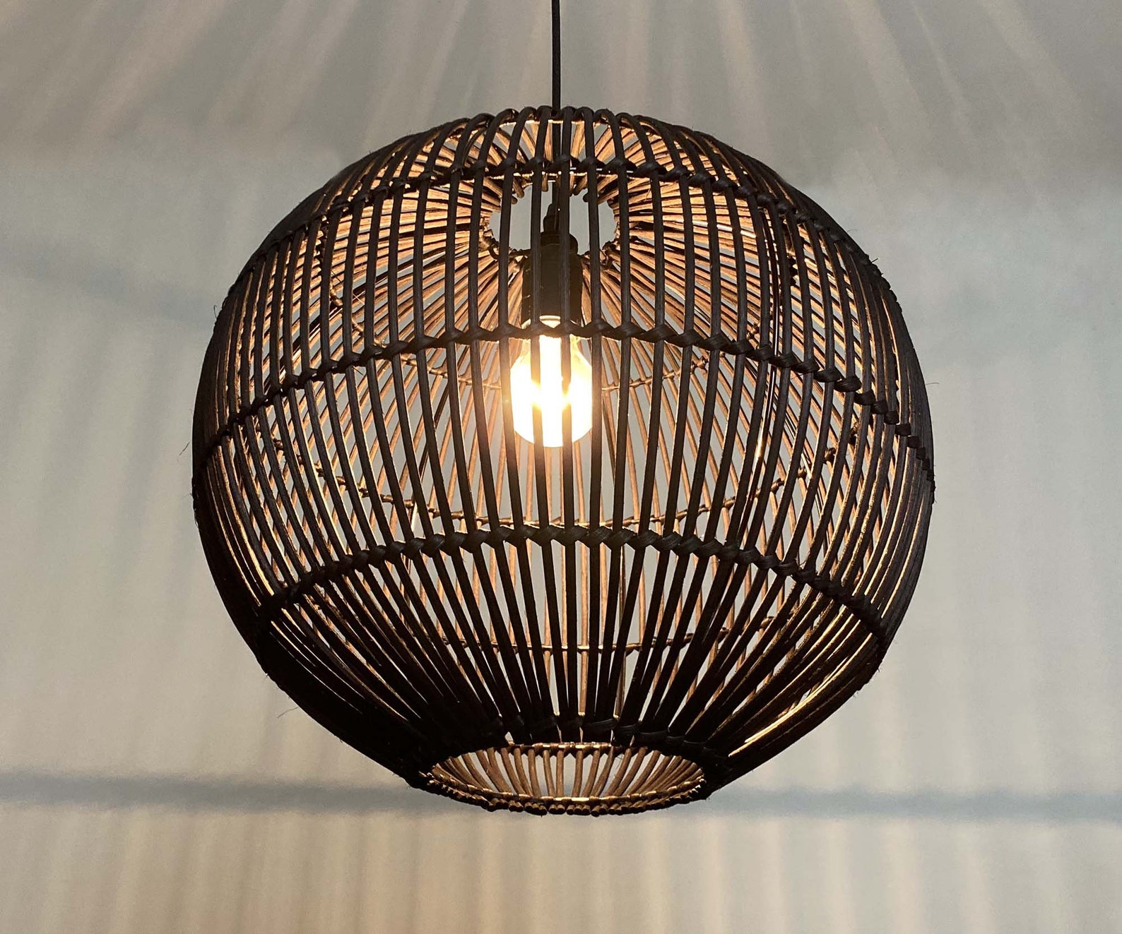 Spherical Rattan Pendant Lights Rustic Ball Lighting Rural | Etsy