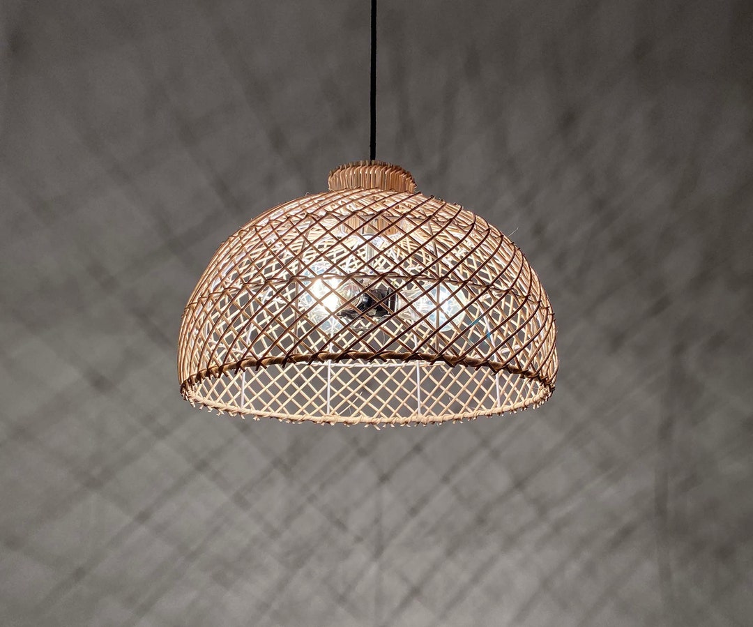 Rattan Basket Pendant Light – Natural Woven Lamp Shade - Etsy