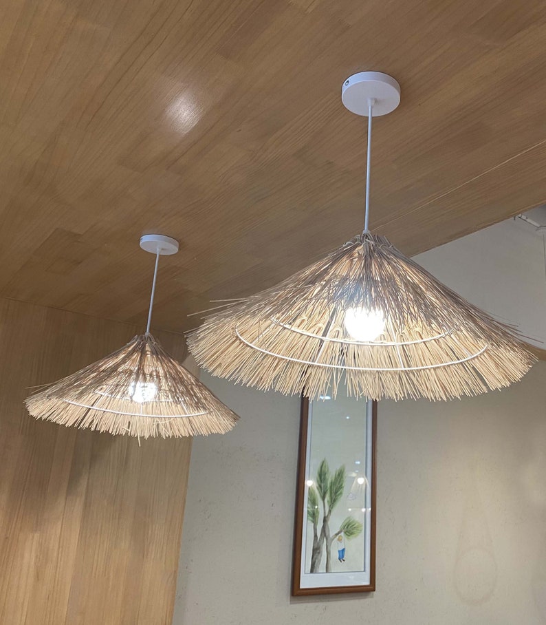 One Straw Hat Lighting - Rattan Pendant Lights - Rustic Lighting ...