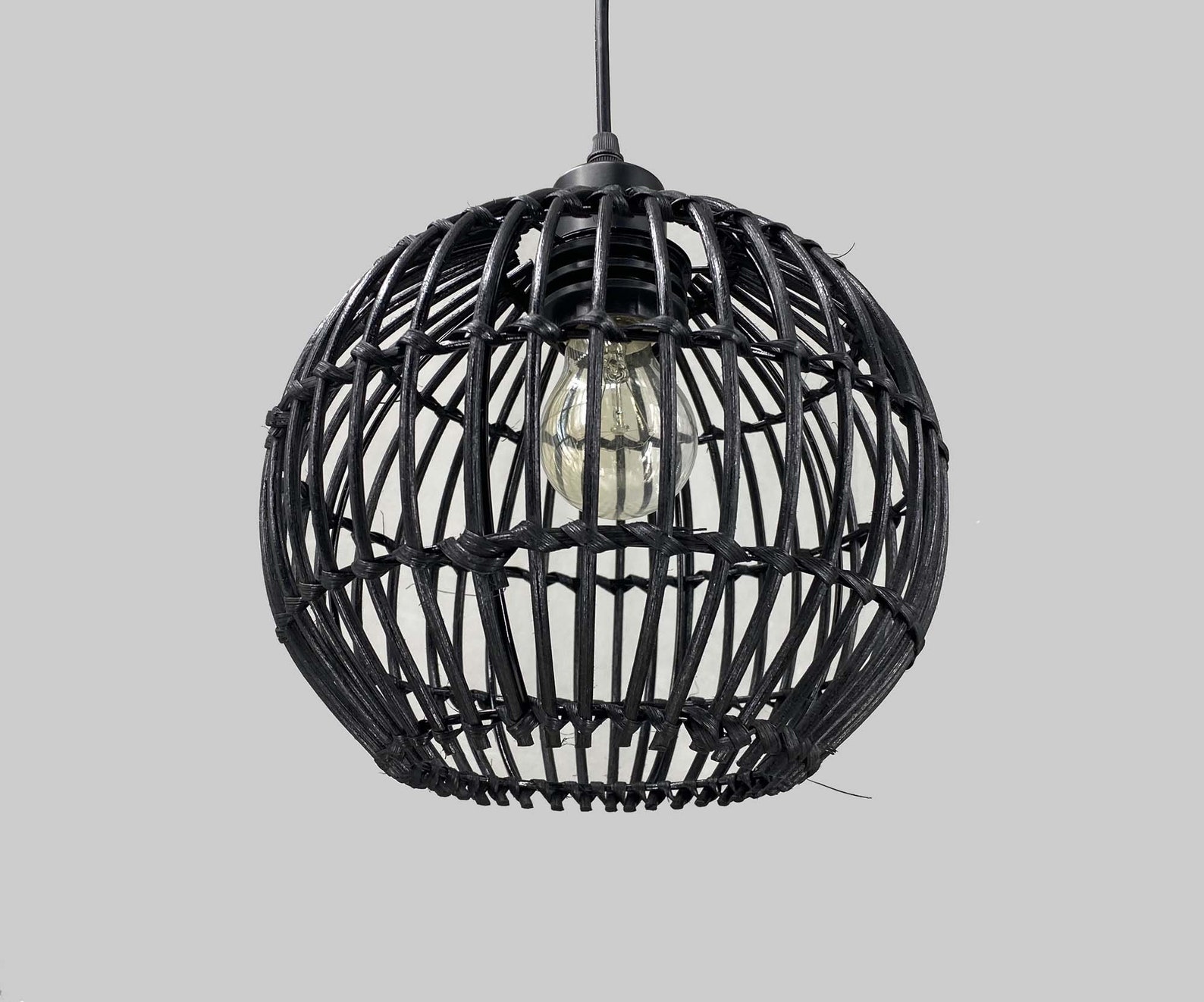 Small Spherical Rattan Pendant Light Natural Color Cloth - Etsy