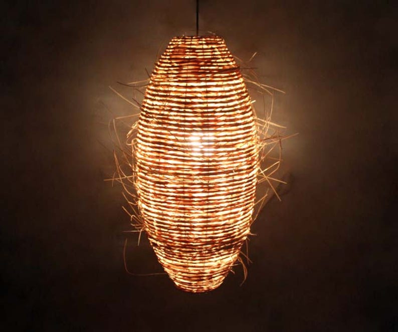 Romantic Cocoon Shape Rattan Pendant Lights-wild Style Lighting-rustic ...