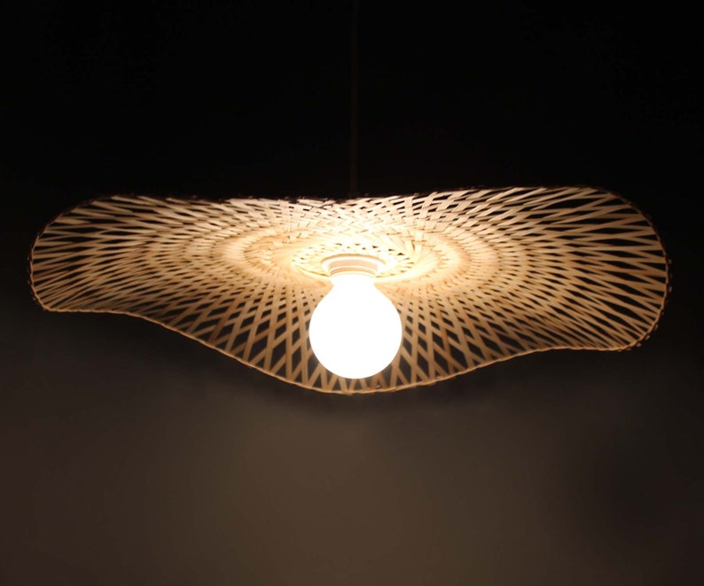 Handwoven Bamboo Pendant Light: Wave-shaped Lampshade - Etsy