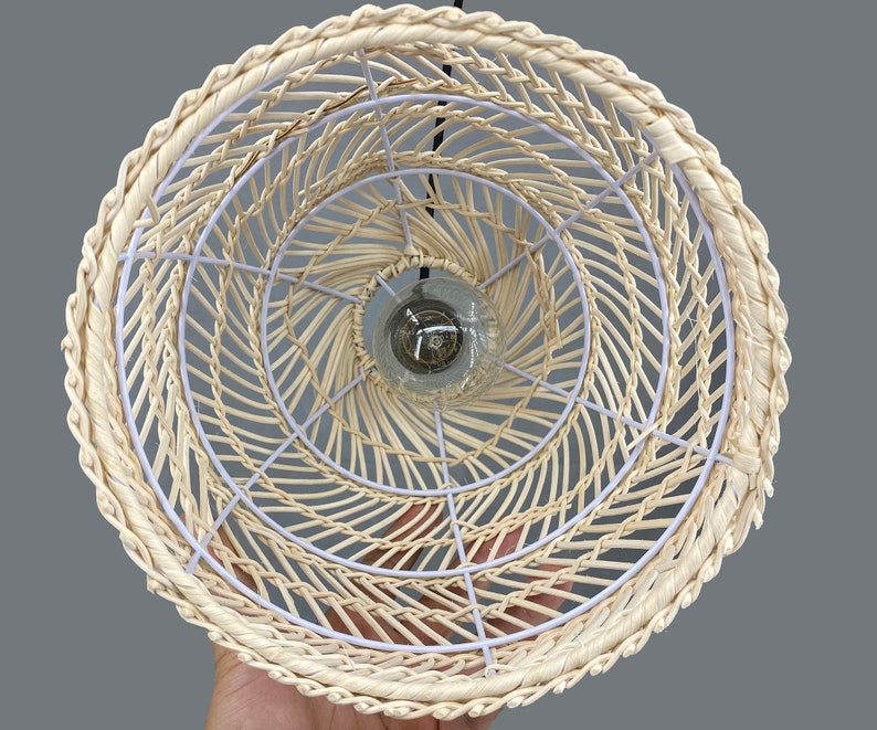 Small Rattan Pendant Light - Rattan Basket Shaped Lighting- Width 9.5 ...