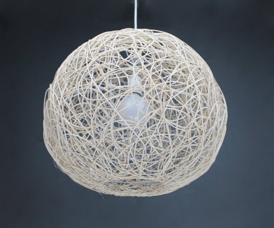 Natural Rattan Sphere Pendant Lights-ball Lamp Shade-hanging | Etsy