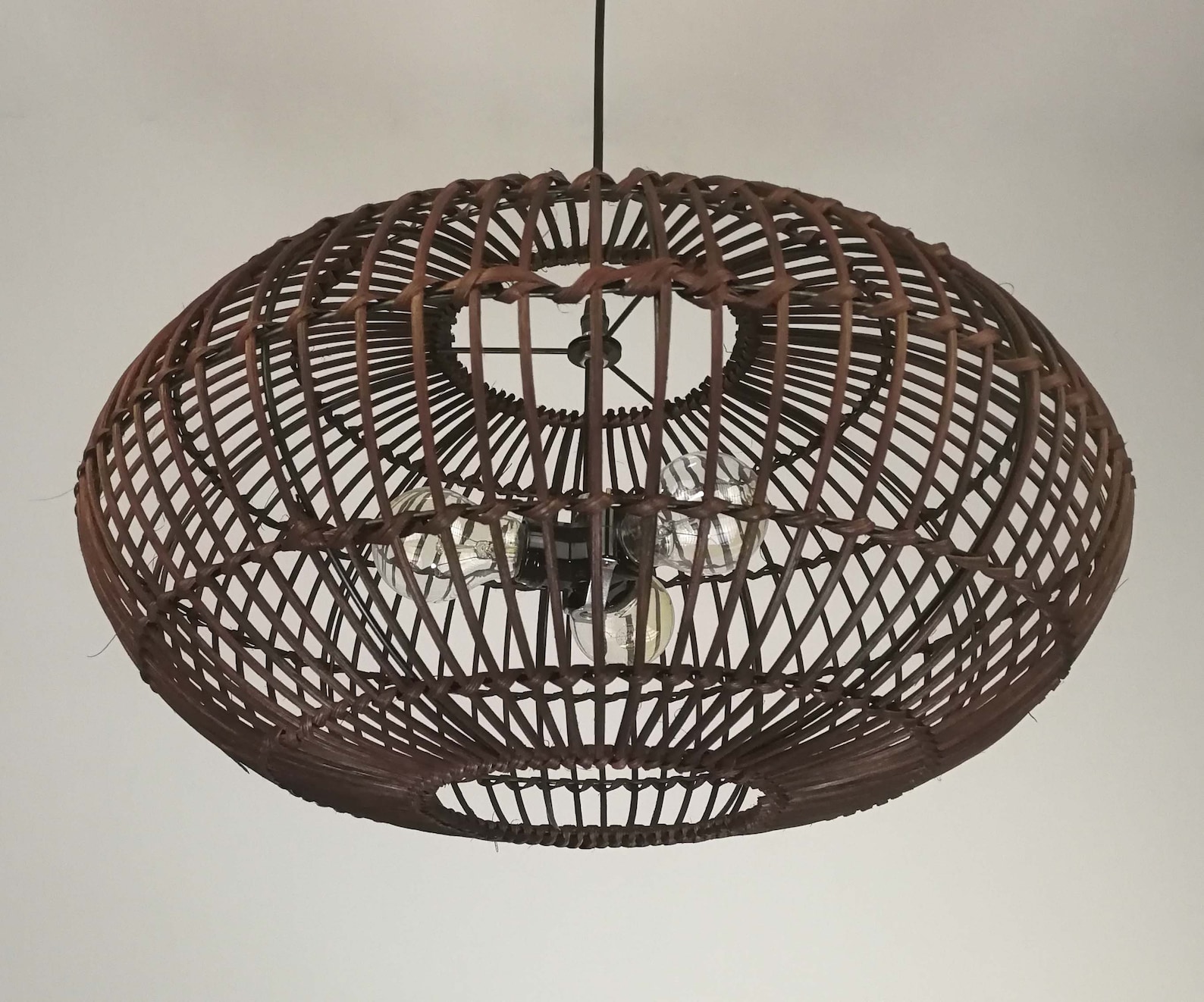 Brown Rattan Rattan Pendant Light Rustic Lighting Vintage - Etsy