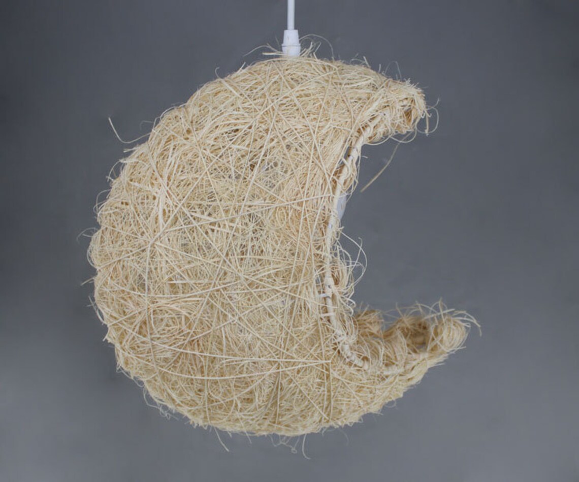 Rattan Silk Moon Shape Pendant Lights- Moon Fixtures-moon Pendant-moon ...