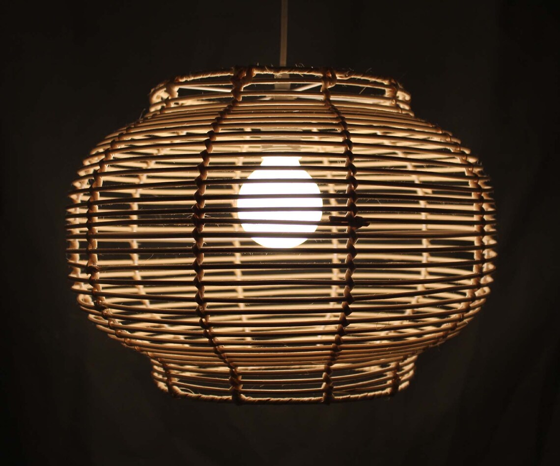 Rattan Lantern Pendant Lights Rustic Lighting Home Living | Etsy