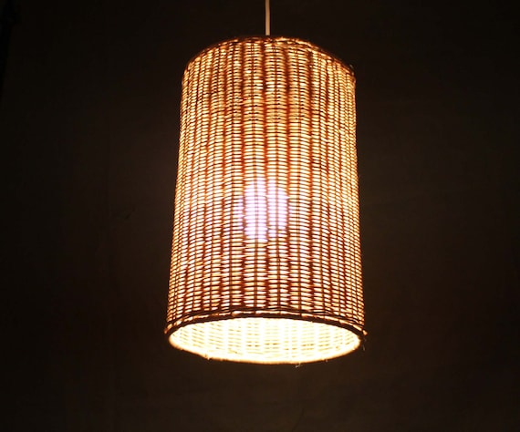 Cylindrical Rattan Pendant Lights Hand Woven Rattan Lighting | Etsy