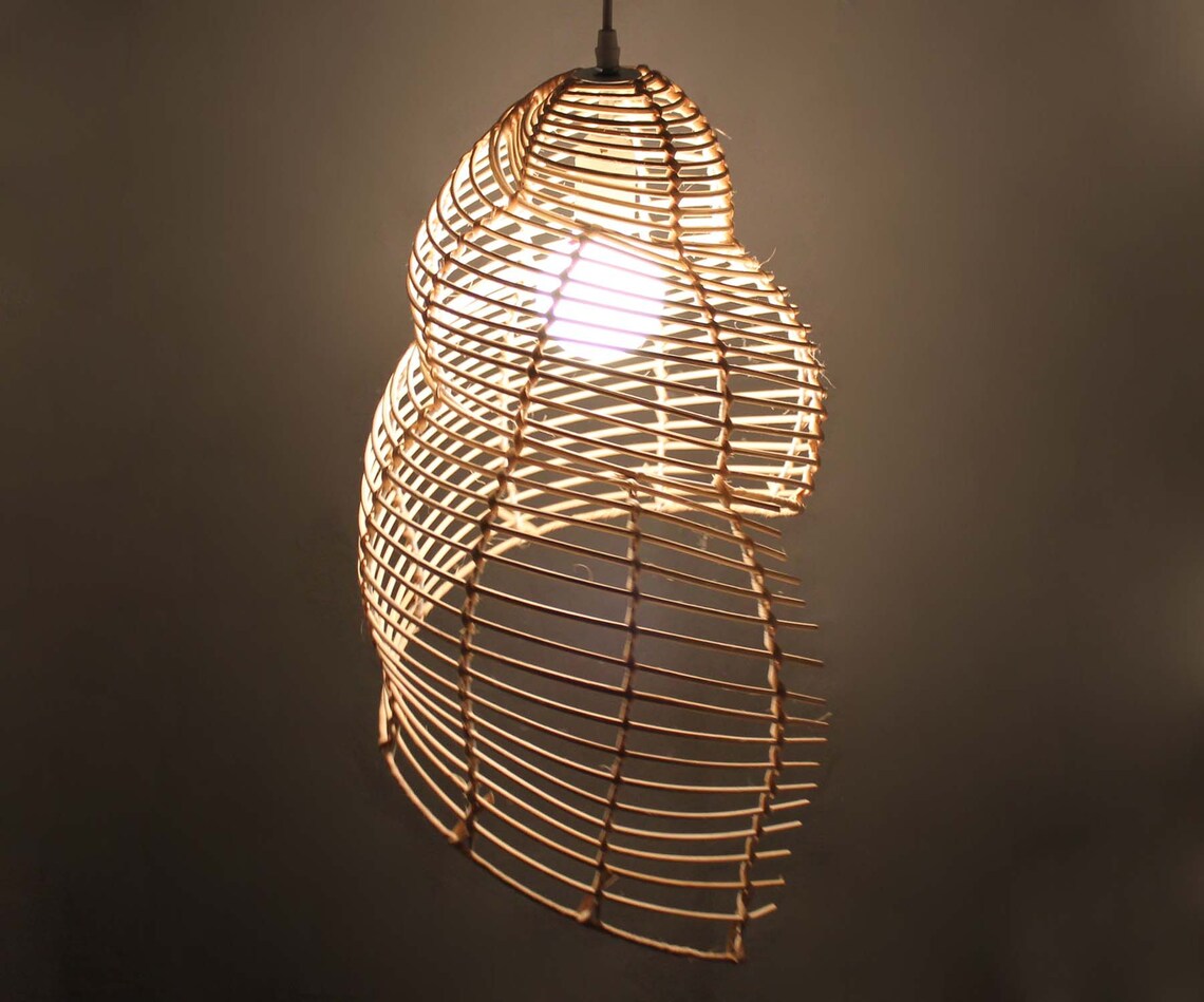 Conch-shaped Pendant Light - Natural Rattan Color - Dimension:30 Cm X ...