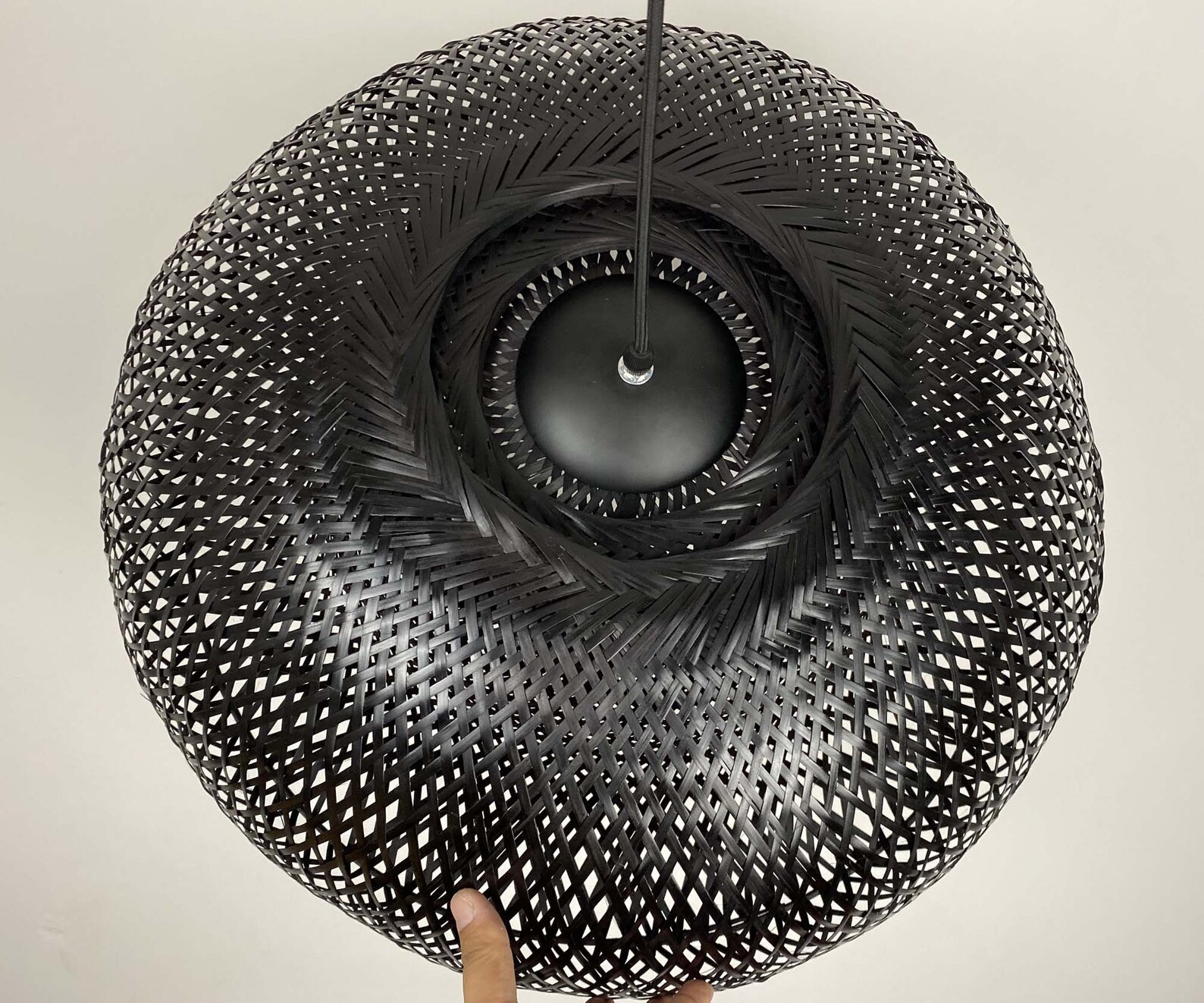 Black Bamboo Hat Shape Pendant Lights Black Lighting Fixture - Etsy