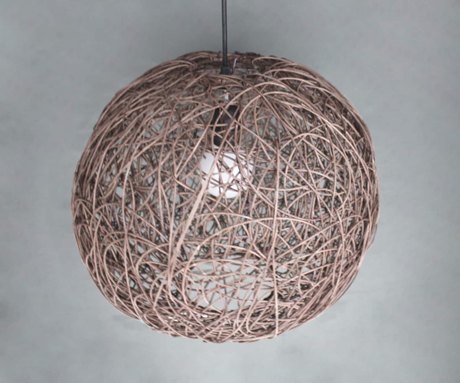 Brown Rattan Sphere Pendant Lighting-ball Lamp Shade-rattan - Etsy