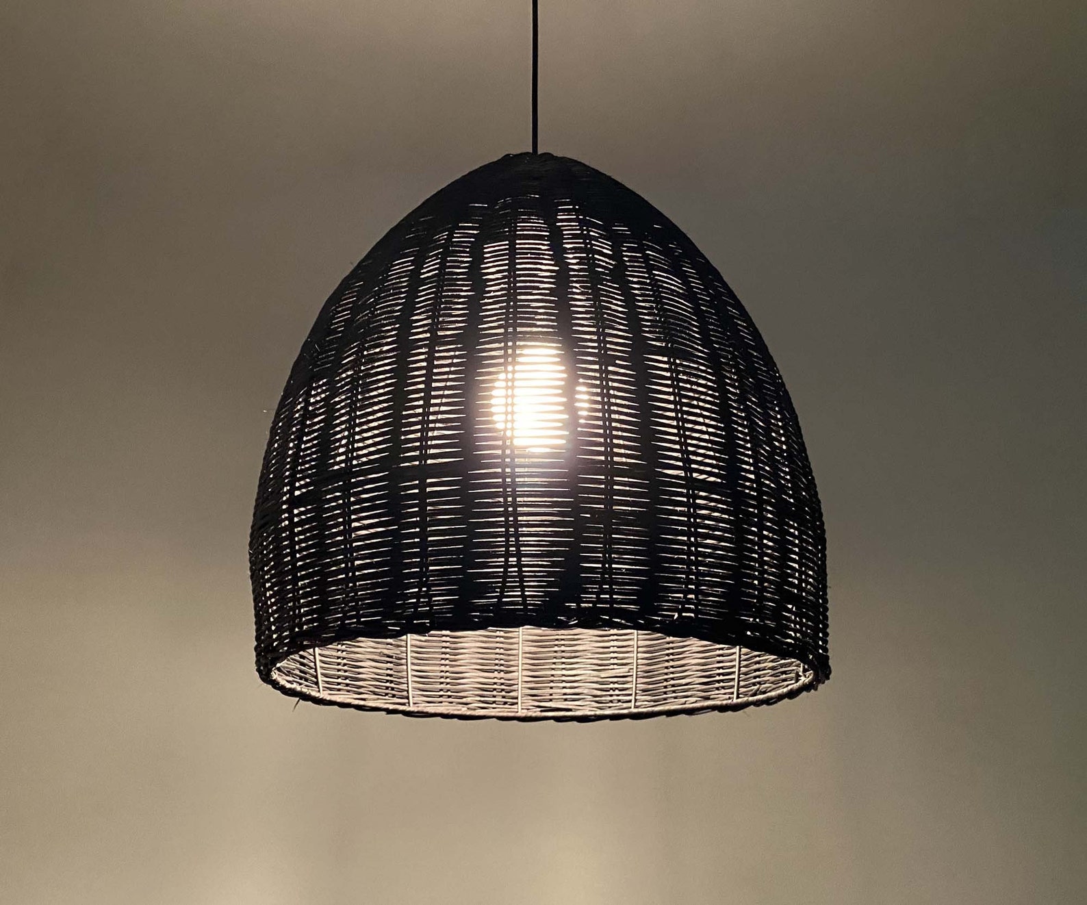 Black or Natural Color Basket Lighting-hand Woven From Rattan | Etsy