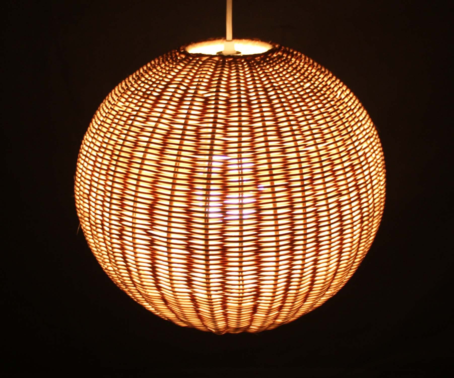Black or Natural Rattan Color Spherical Lighting Fixtures | Etsy