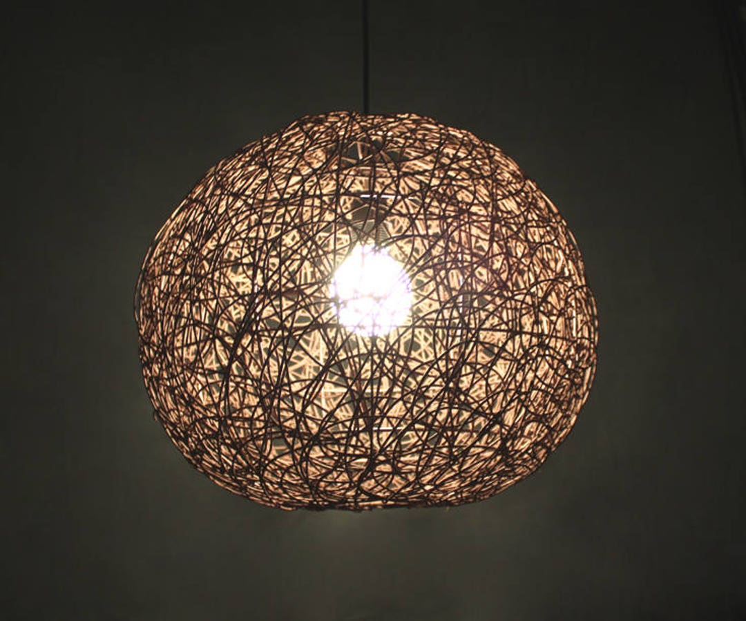 Brown Rattan Sphere Pendant Light,spherical Light Fixture,ball ...