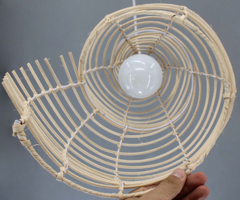 Conch Shaped Natural Rattan Color Pendant Lights - Conch Lighting ...
