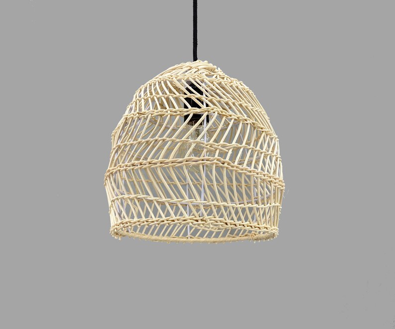 Small Rattan Pendant Light - Rattan Basket Shaped Lighting- Width 9.5 ...