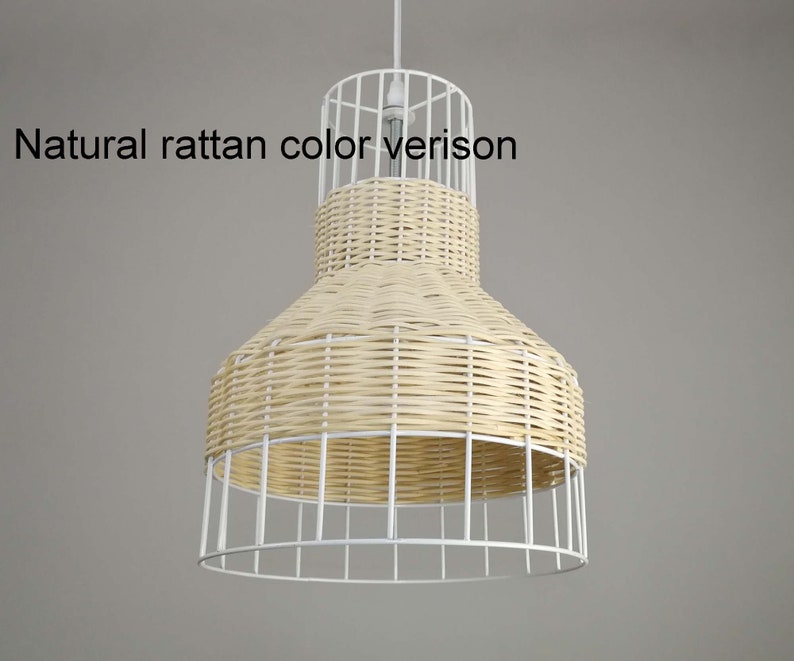Natural Rattan Color OR Black Rattan Pendant Light Custom - Etsy
