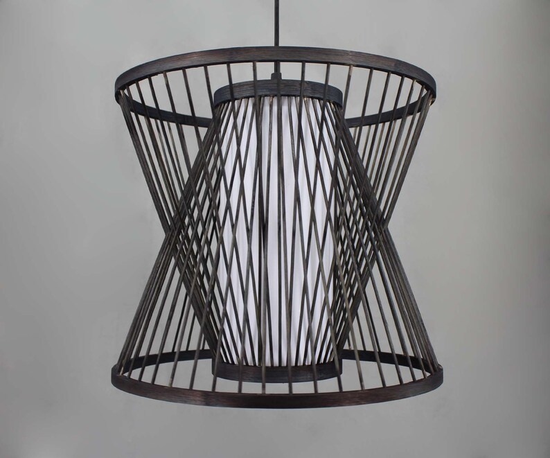 Staggered Form Handmade Bamboo Sticks Pendant Light vintage | Etsy