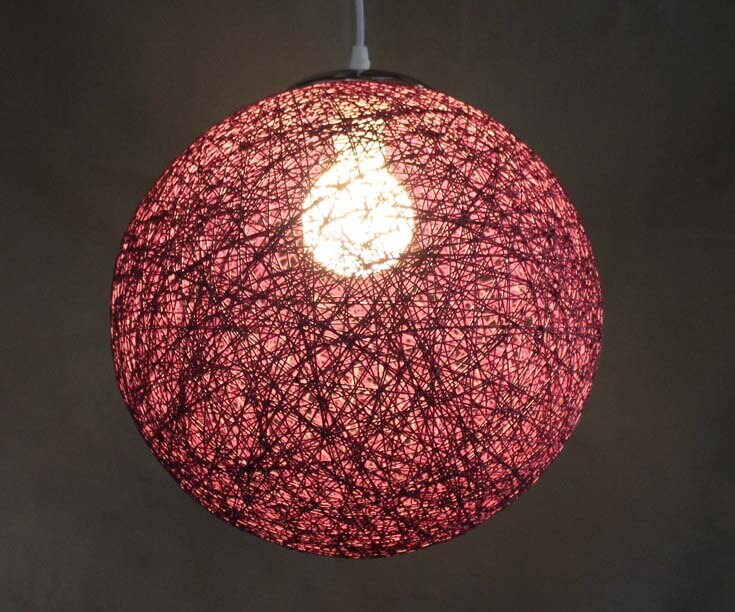 Handwoven Paper Rope Purple Pendant Light: Spherical Hanging Lamp - Etsy