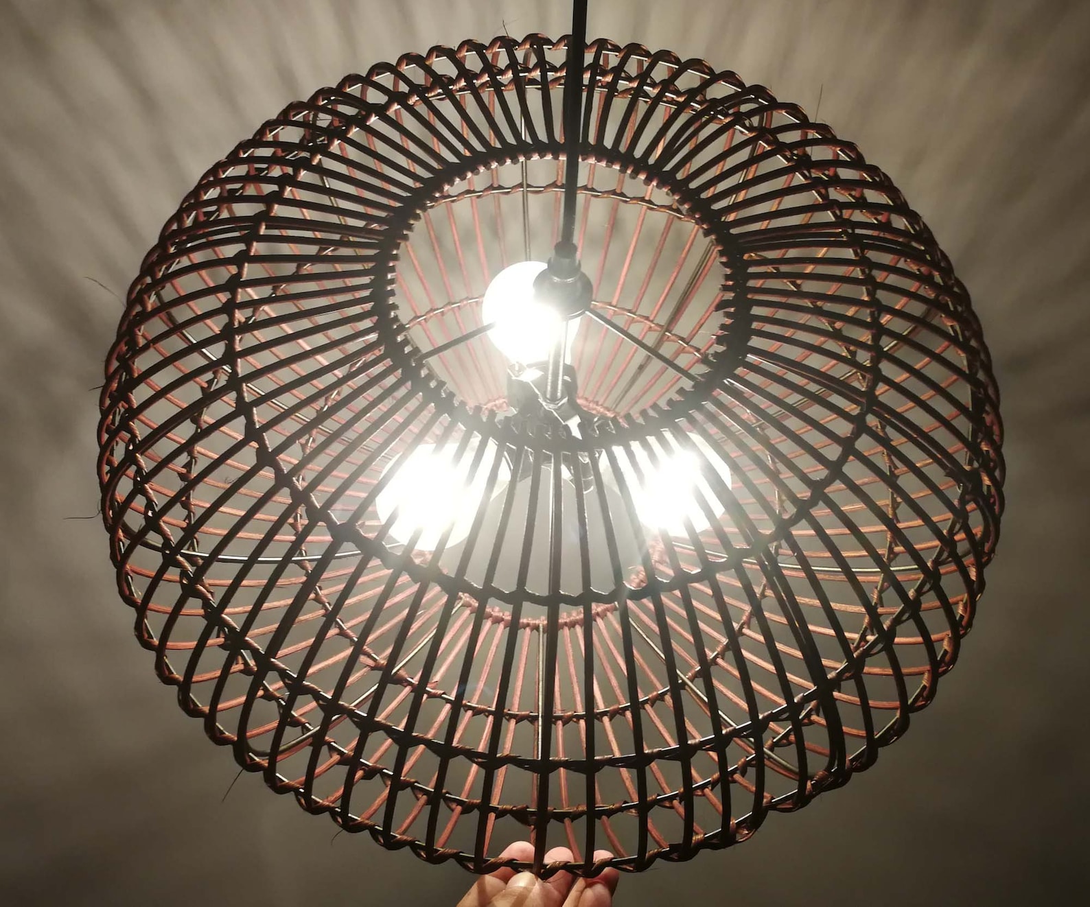 Brown Rattan Rattan Pendant Light Rustic Lighting Vintage - Etsy