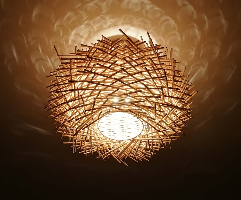 Natural Rattan Bird Nest Flush Mount Fixture Diameter 30 Cm - Etsy