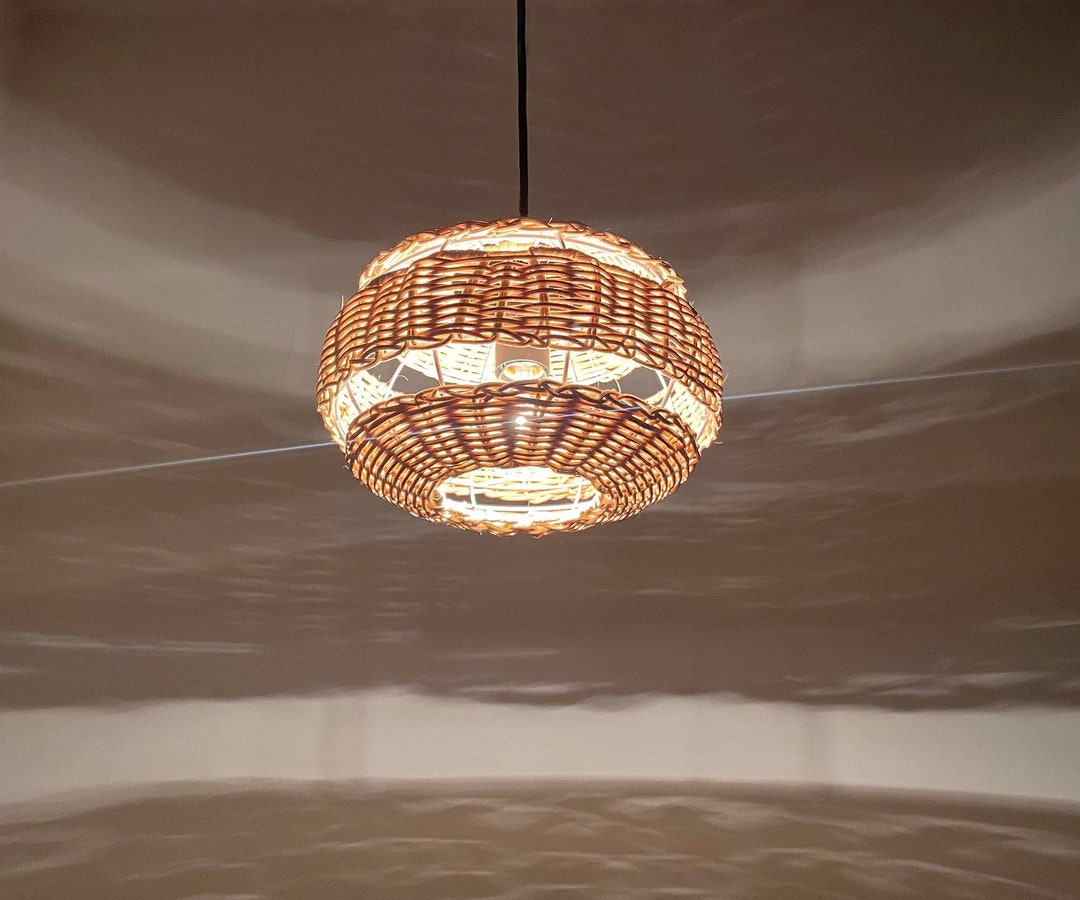 Creative Small Round Rattan Pendant Light Rattan Lighting Fixture shade ...