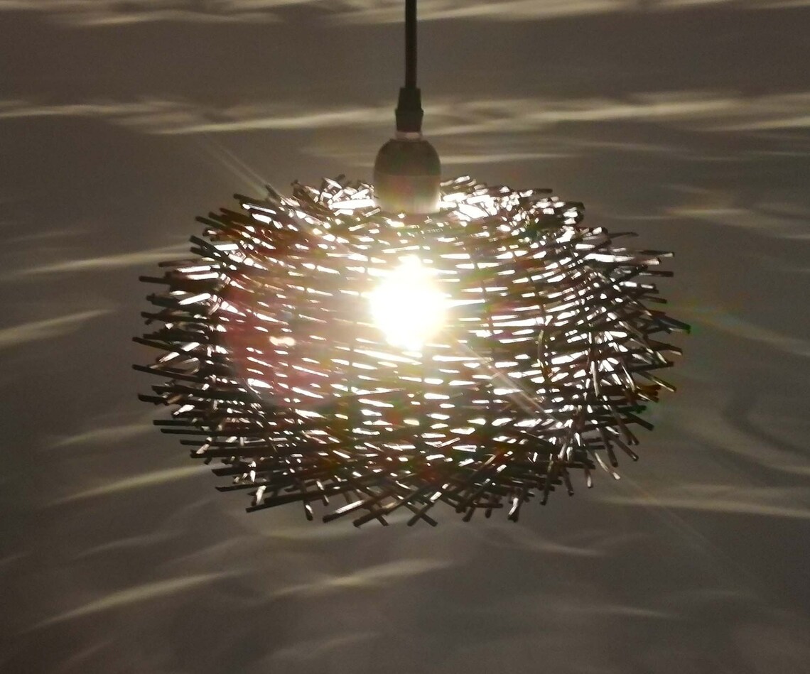 Black Rattan Bird Nest Pendant Light Bird Nest Lighting | Etsy