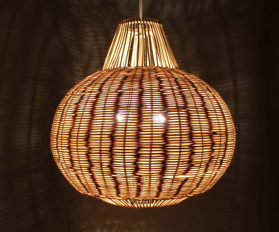 Pear-shaped Rattan Pendant Lights Rustic Rattan Lighting - Etsy